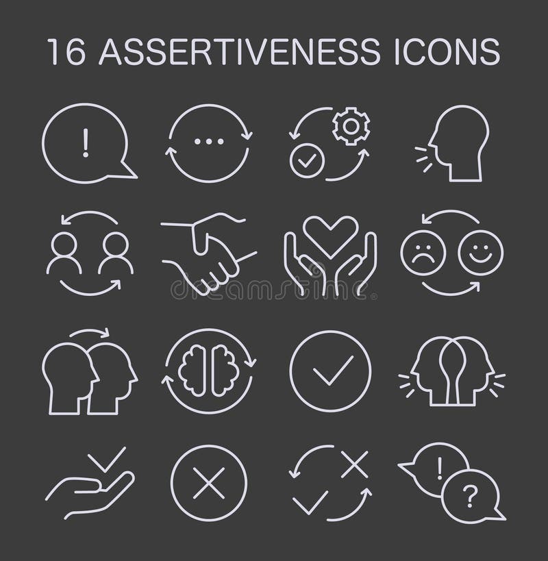 Assertiveness Icon Set. Flat Vector Illustration Stock Vector ...