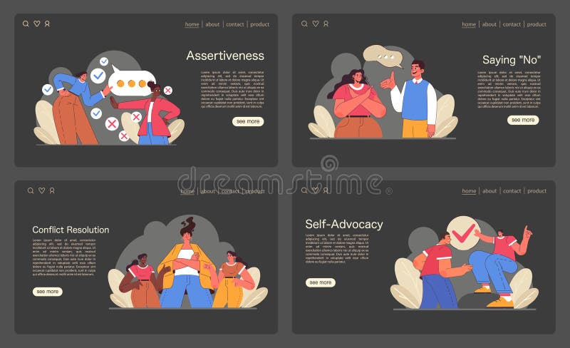 Assertive Communication Concept Flat Vector Illustration Stock