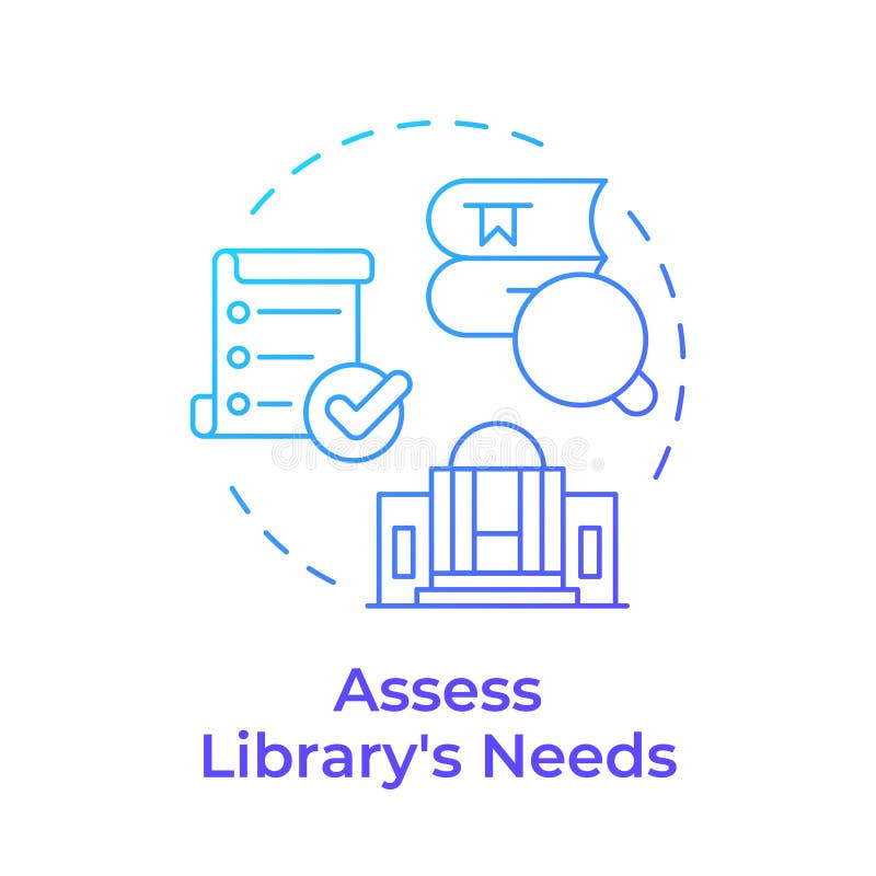 Assess Library Needs Blue Gradient Concept Icon Stock Vector ...