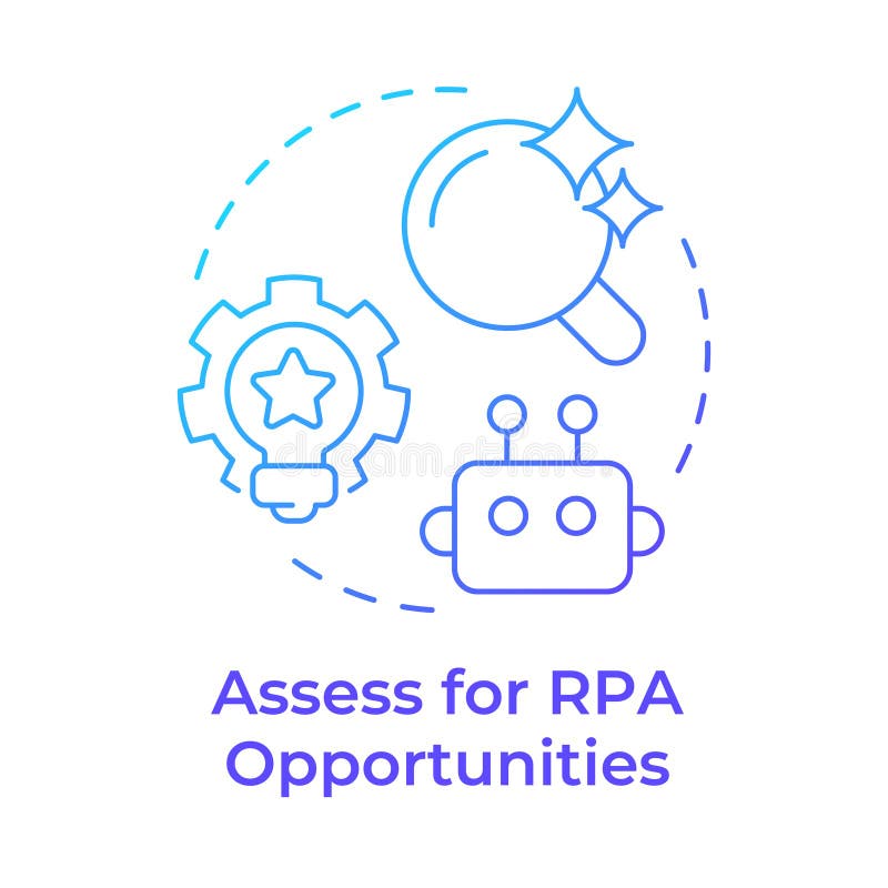 Assess for RPA Opportunities Blue Gradient Concept Icon Stock Vector ...