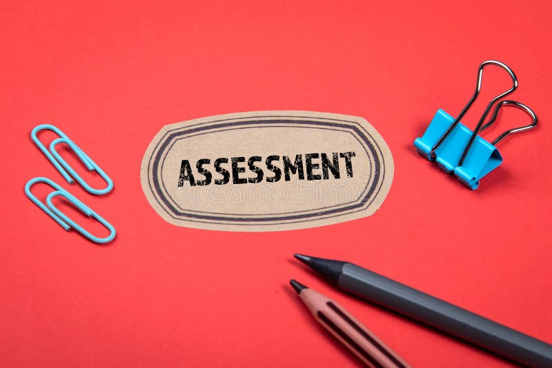 Assessment Concept. a Table with a Pointing Arrow in the Notepad Stock ...