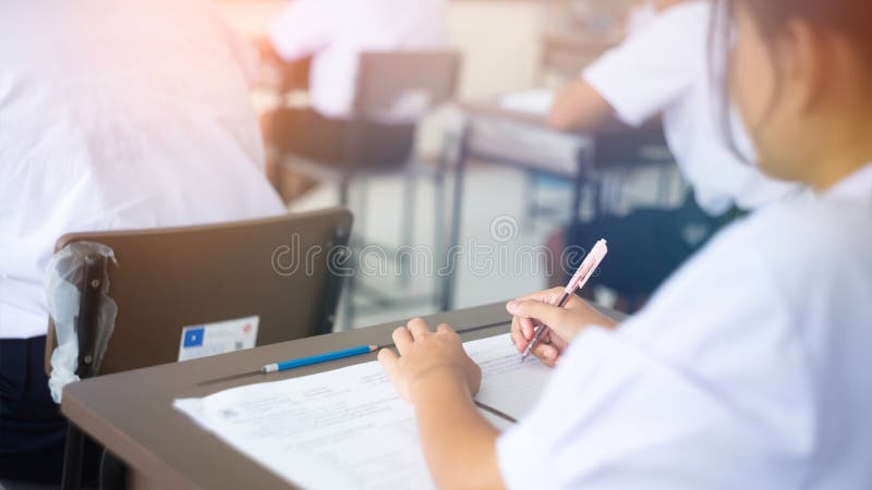 Assessment Examination of High School Students Dressed in Uniform.the ...
