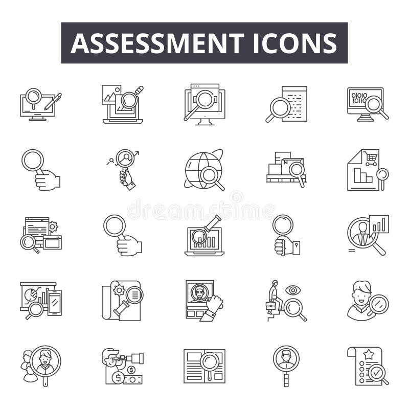 Assessment Line Icons for Web and Mobile Design. Editable Stroke Signs ...