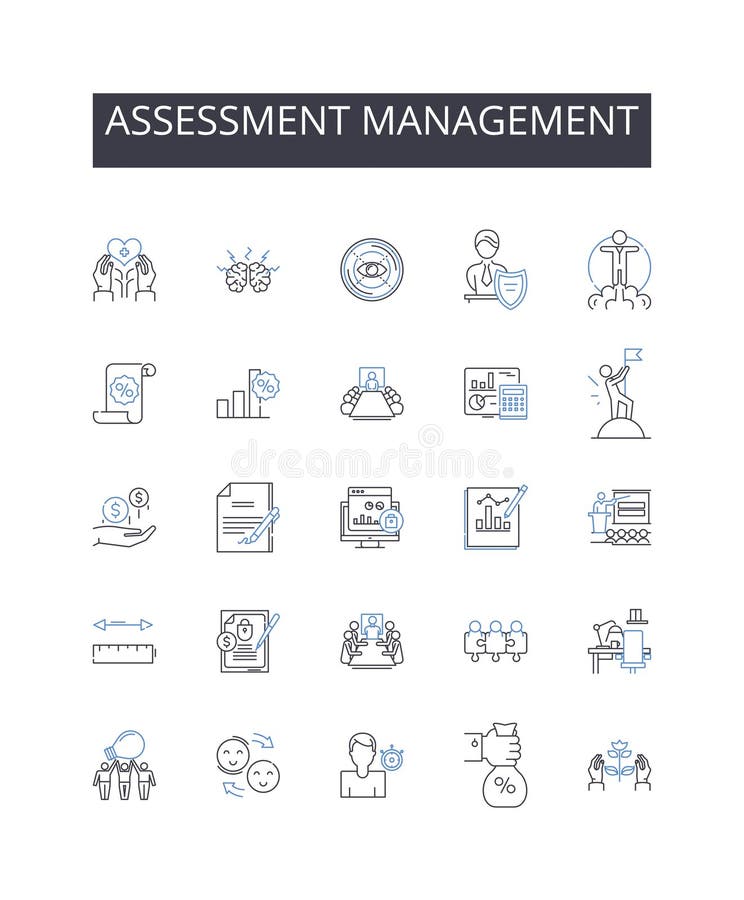 Assessment Management Line Icons Collection. Risk Control, Budget ...