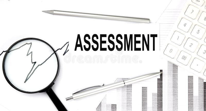 ASSESSMENT Text on Document with Pen,graph and Magnifier,calculator ...