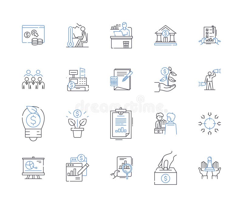 Asset Allocation Line Icons Collection Diversification Portfolio