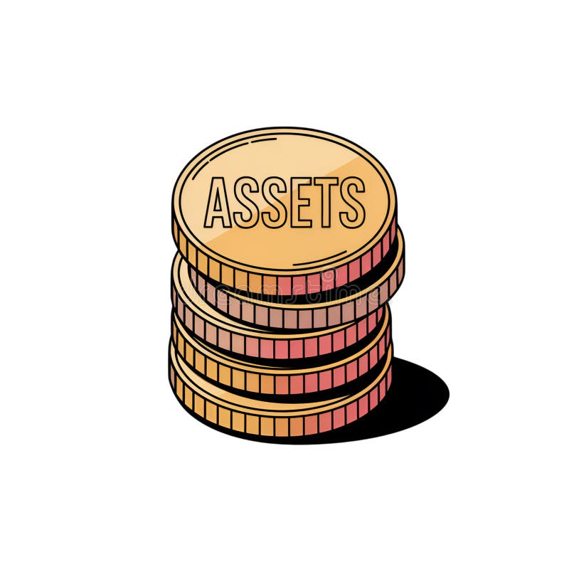 Assets Stacked Coins Illustration on White, Financial Investment ...