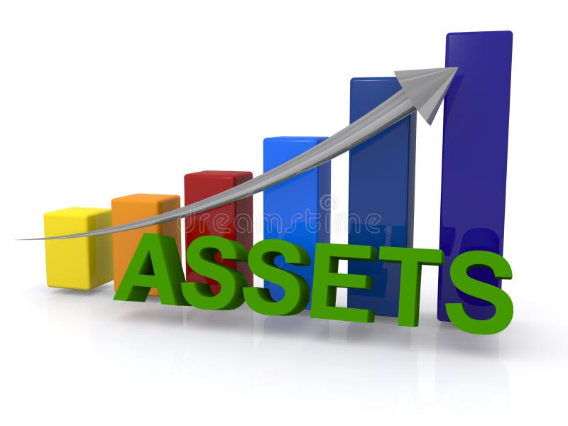 Assets and graph on white stock illustration. Illustration of cash ...