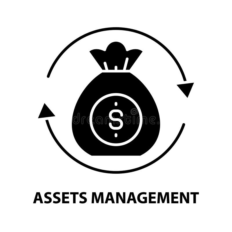 Assets Management Icon, Black Vector Sign with Editable Strokes ...