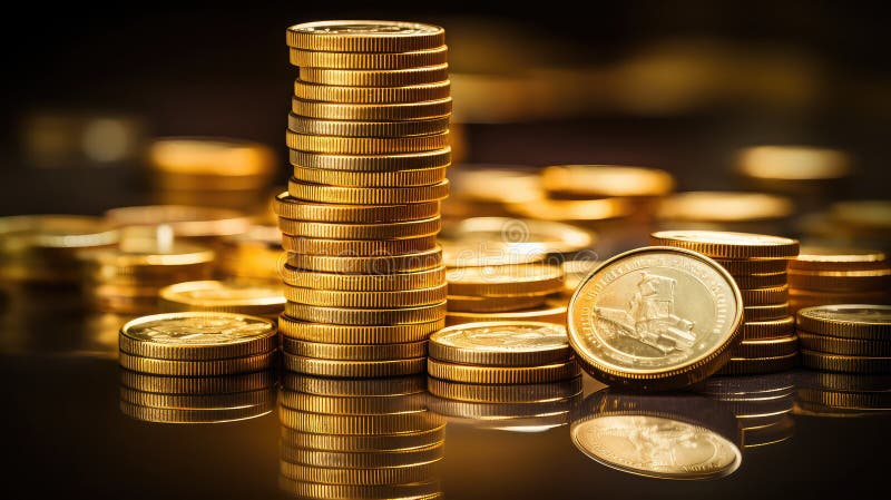 Assets stack of gold coins stock illustration. Illustration of analysis ...