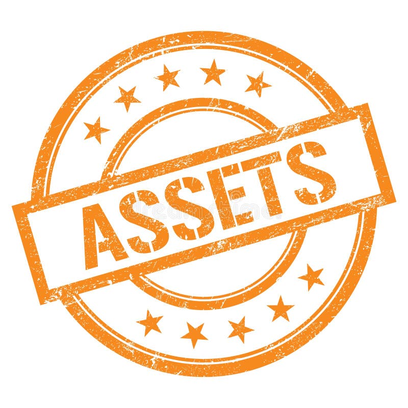 ASSETS Text Written on Orange Vintage Stamp Stock Illustration ...