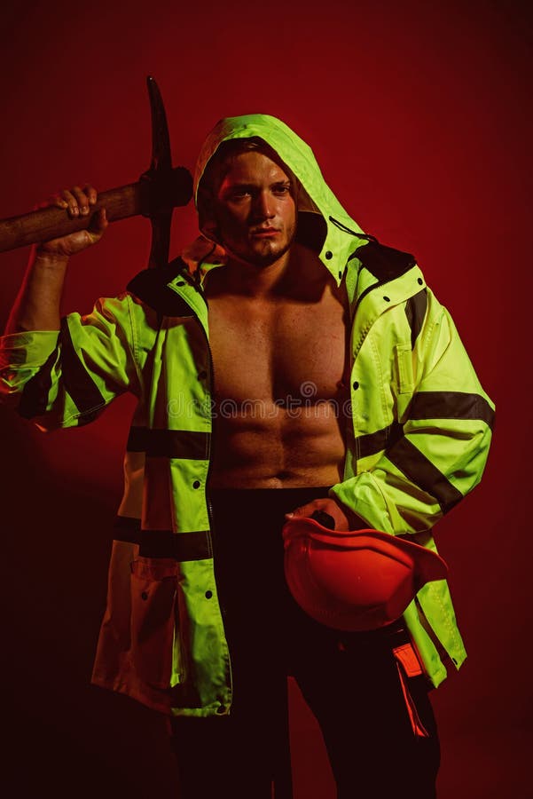 Assets Under Construction. Hard Worker with Muscular Torso. Muscular ...