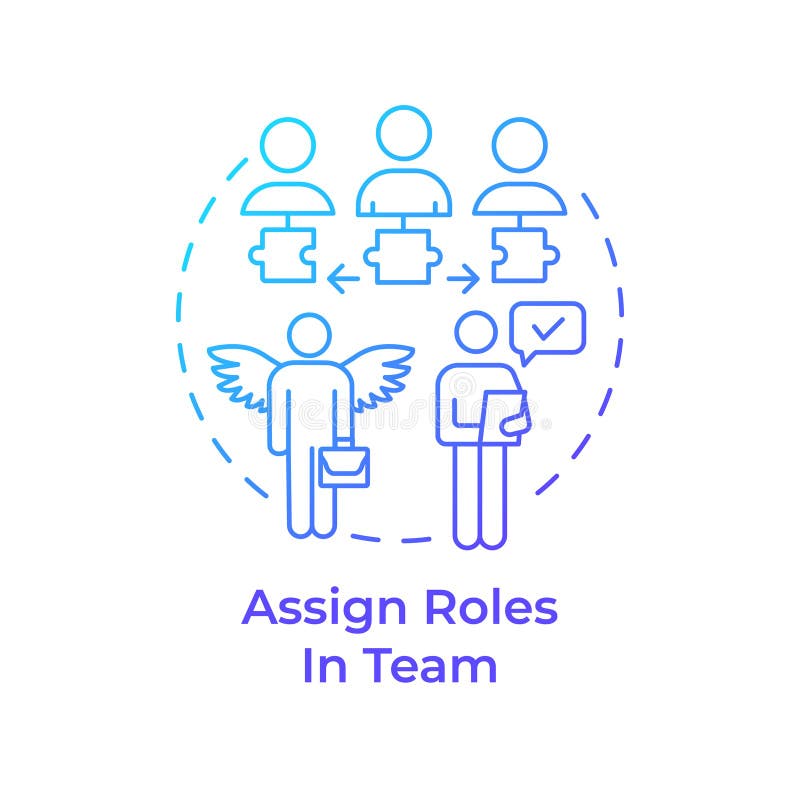 Assign Roles in Team Blue Gradient Concept Icon Stock Vector ...