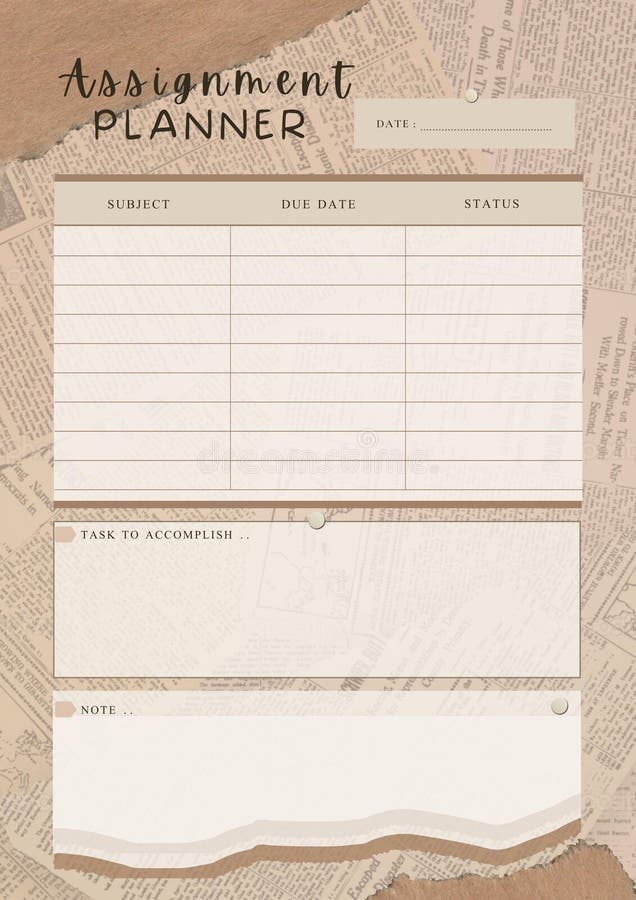 Assignment Planner Digital Planning Insert Sheet Printable Page ...