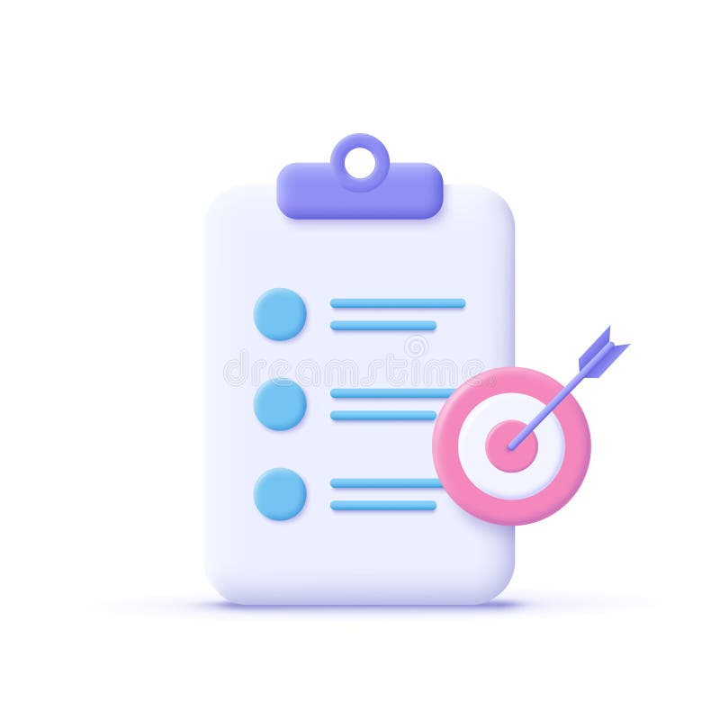 Assignment Target Icon. Clipboard, Checklist Symbol. 3d Vector ...