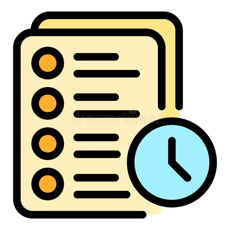 Assignment Time Icon Color Outline Vector Stock Vector Illustration