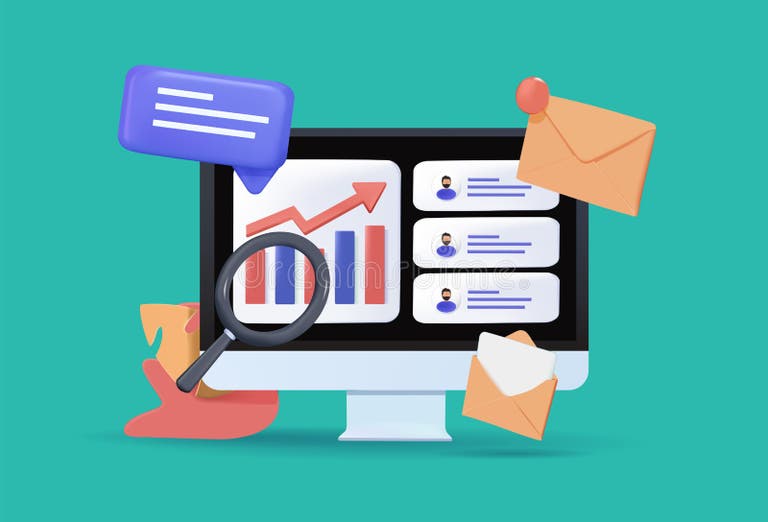 Assignments , Analyzing Data Concept. 3d Vector Illustration. Colorful ...