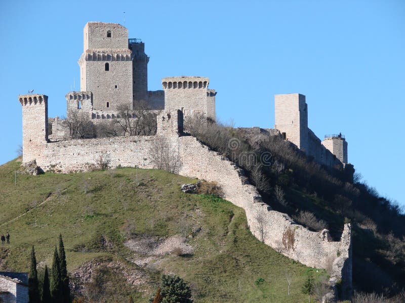 Assisi Castle, Rocca Maggiore Stock Photo - Image of tourism, towers ...