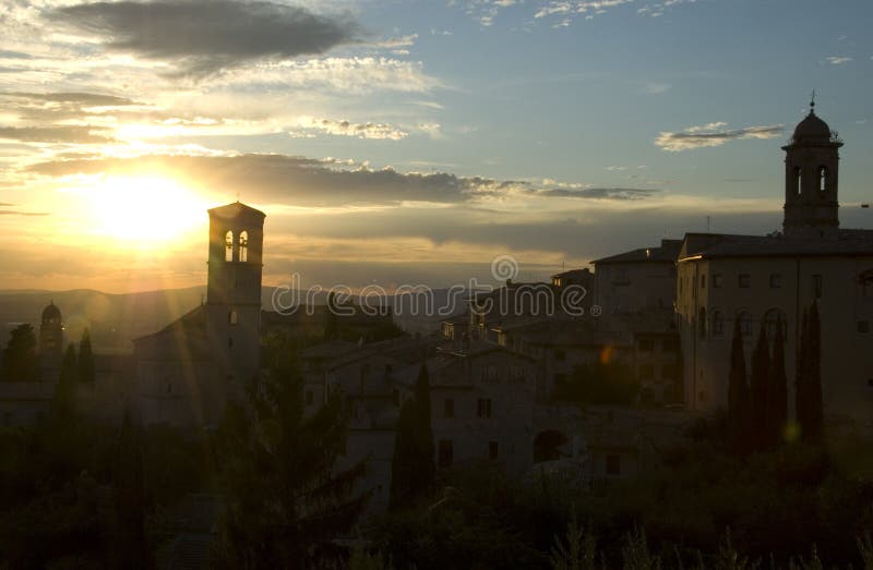 Assisi Countryside at Sunset Stock Photo - Image of small, italy: 12575862