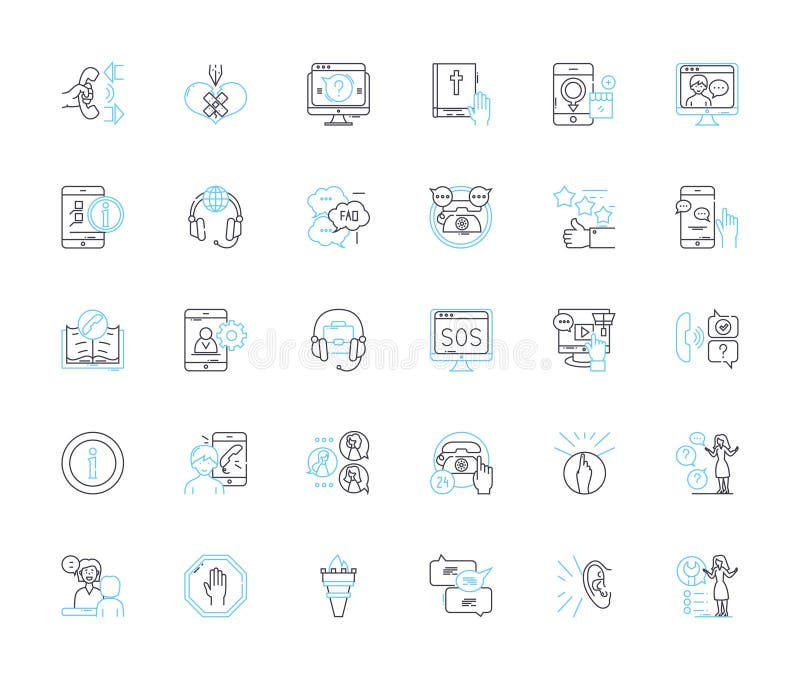 Assist Facilitate Linear Icons Set. Help, Support, Aid, Simplify ... Assist Facilitate Linear Icons Set. Help, Support, Aid, Simplify ...
