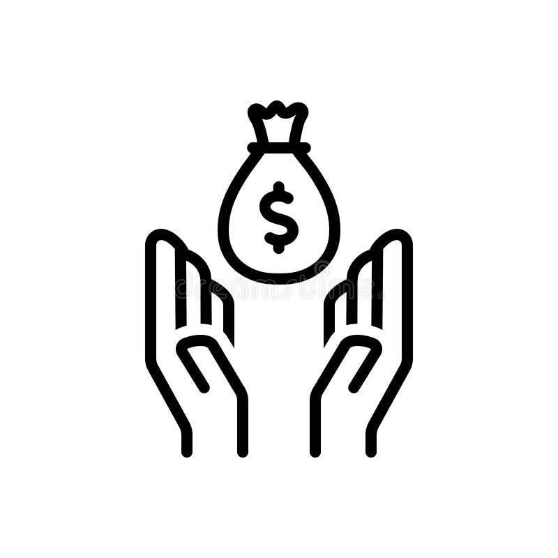 Black Line Icon for Assist, Help and Benefit Stock Illustration ...