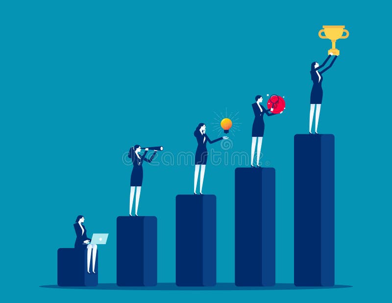 Assistance. Business People Team Working on Improve Bar Graph, Business ...