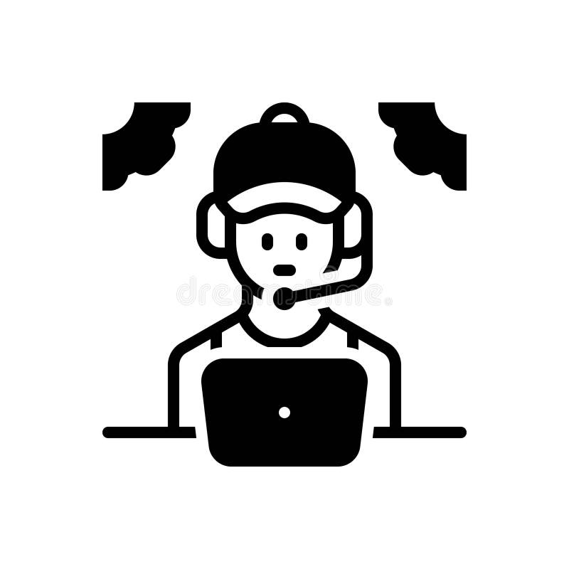 Black Solid Icon for Assistance, Call Center and Help Stock Vector ...