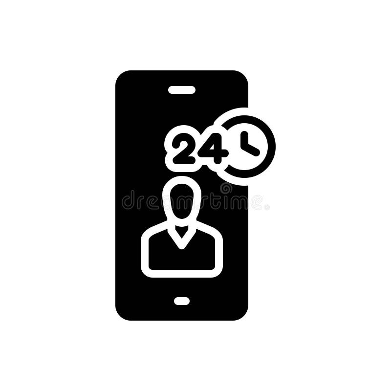 Black Solid Icon for Assistance, Helper and Phone Stock Vector ...