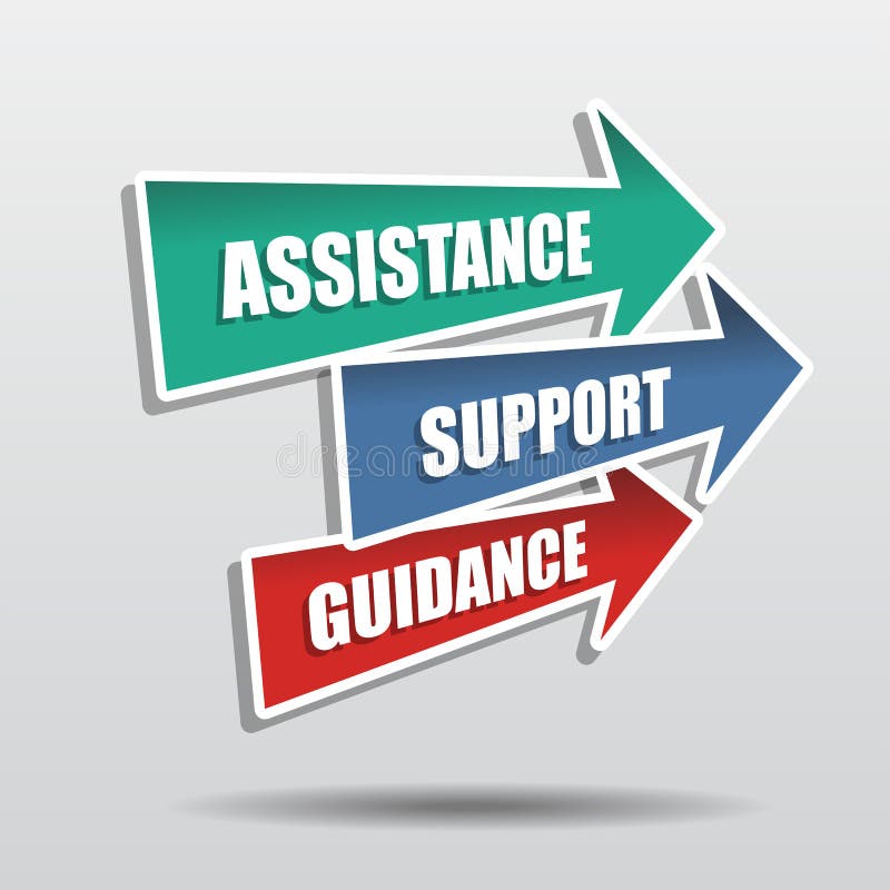 Assistance, Support, Guidance in Arrows, Flat Design Stock Illustration ...