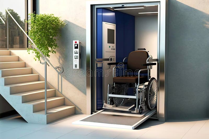 Assistance To Handicapped for Access by Elevator To Top Wheelchair Van ...