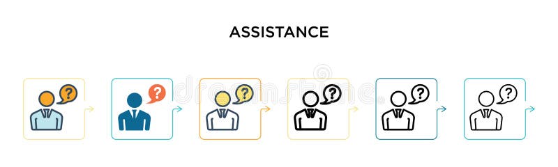 Assistance Vector Icon in 6 Different Modern Styles. Black, Two Colored ...