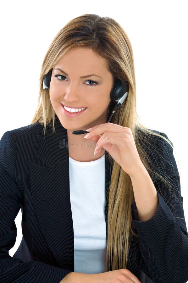 Beautiful Assistant with Headset Stock Image - Image of consultant ...
