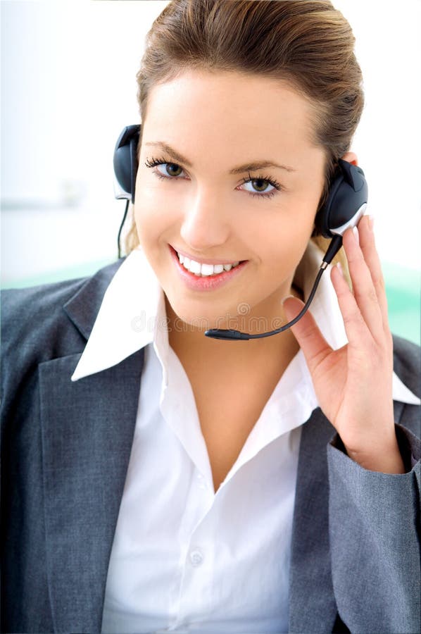 Beautiful Assistant with Headset Stock Image - Image of consultant ...
