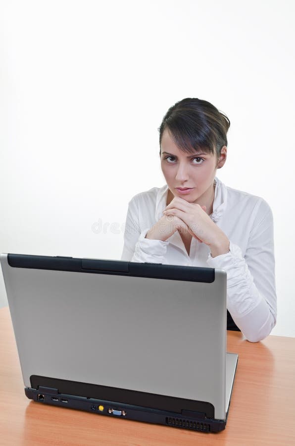 Assistant in Front of Laptop Stock Image - Image of female, person ...