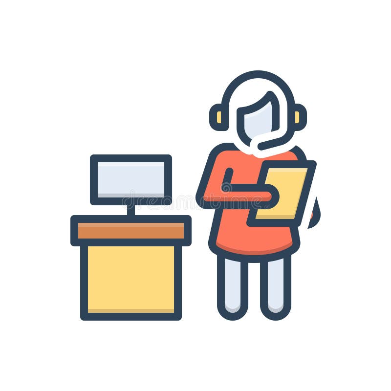 Color Illustration Icon for Assistant, Online and Agent Stock ...