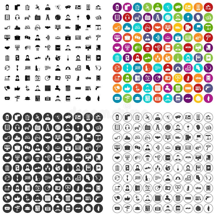 100 Assistant Icons Set Vector Variant Stock Vector - Illustration of ...