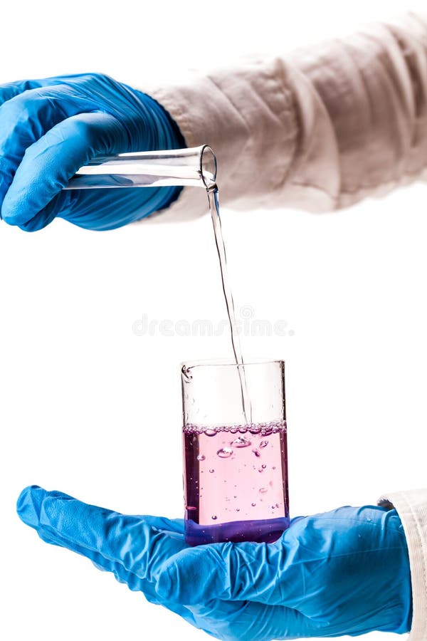 Assistant Reagent Pouring into the Flask Stock Image - Image of hand ...