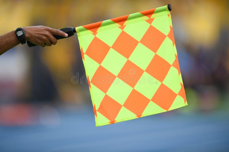 Assistant Referee Hold Flag , Offside Signal Stock Image - Image of ...