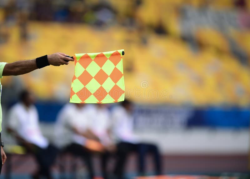 Assistant Referee Hold Flag,offside Signal Stock Photo - Image of ...
