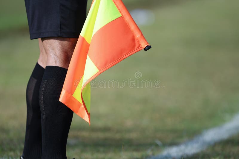 Assistant Referee Hold Flag Stock Image - Image of football, hold ...