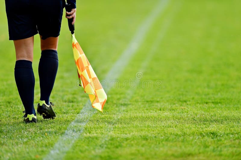 Assistant Referee on Soccer Field Stock Image - Image of field ...
