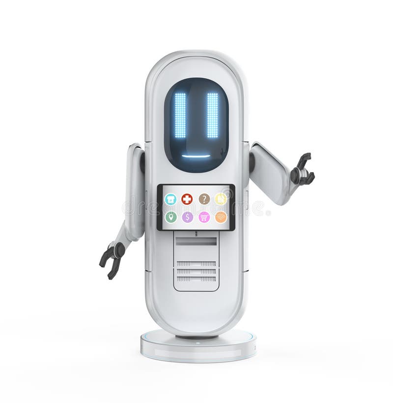 Assistant Robot with Digital Screen at Hospital Stock Illustration ...
