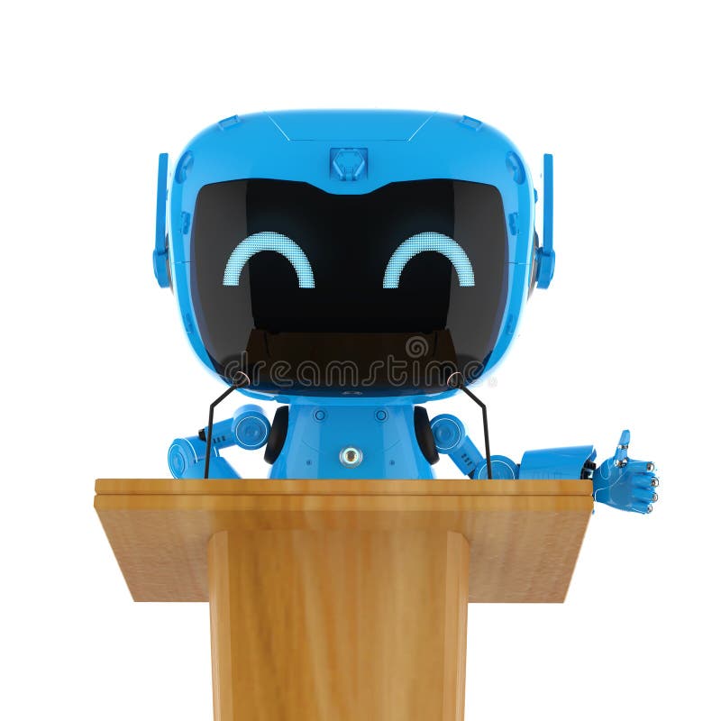 Assistant Robot Speak on Podium Stock Illustration - Illustration of ...