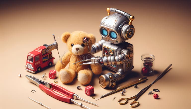 Assistant Robots, Image Generated Using AI Stock Image - Image of garden, books: 380156391