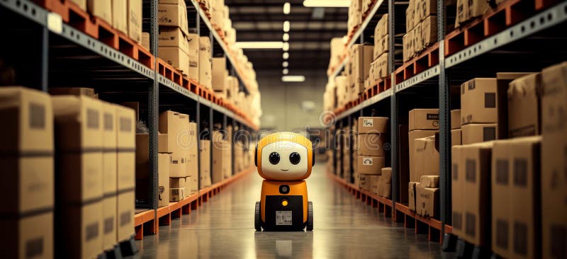 Assistant Robots for Warehouses and Logistics.Generative AI Stock ...