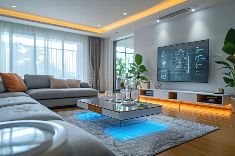Assistant Smart Home Automation Futuristic Interface on Virtual Screen ...