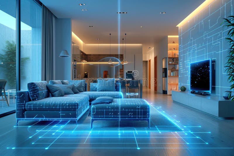 Assistant Smart Home Automation Futuristic Interface on Virtual Screen ...