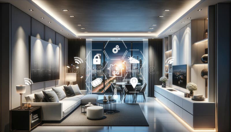 Assistant Smart Home Automation Futuristic Interface on Virtual Screen ...