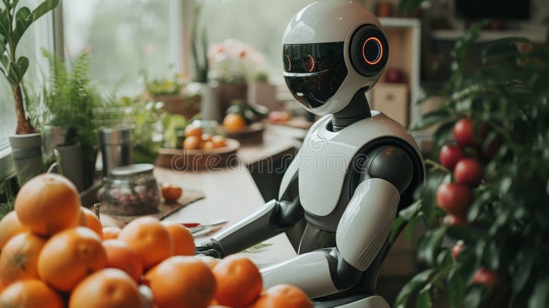Assisting Humanoid Robot stock photo. Image of companion - 306278984