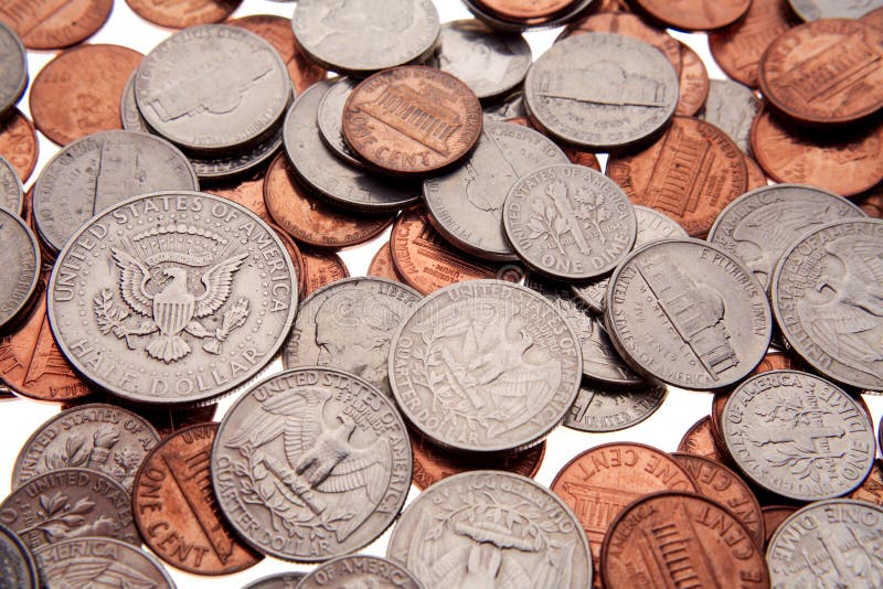 Assorted American coins stock image. Image of foreign - 3360287